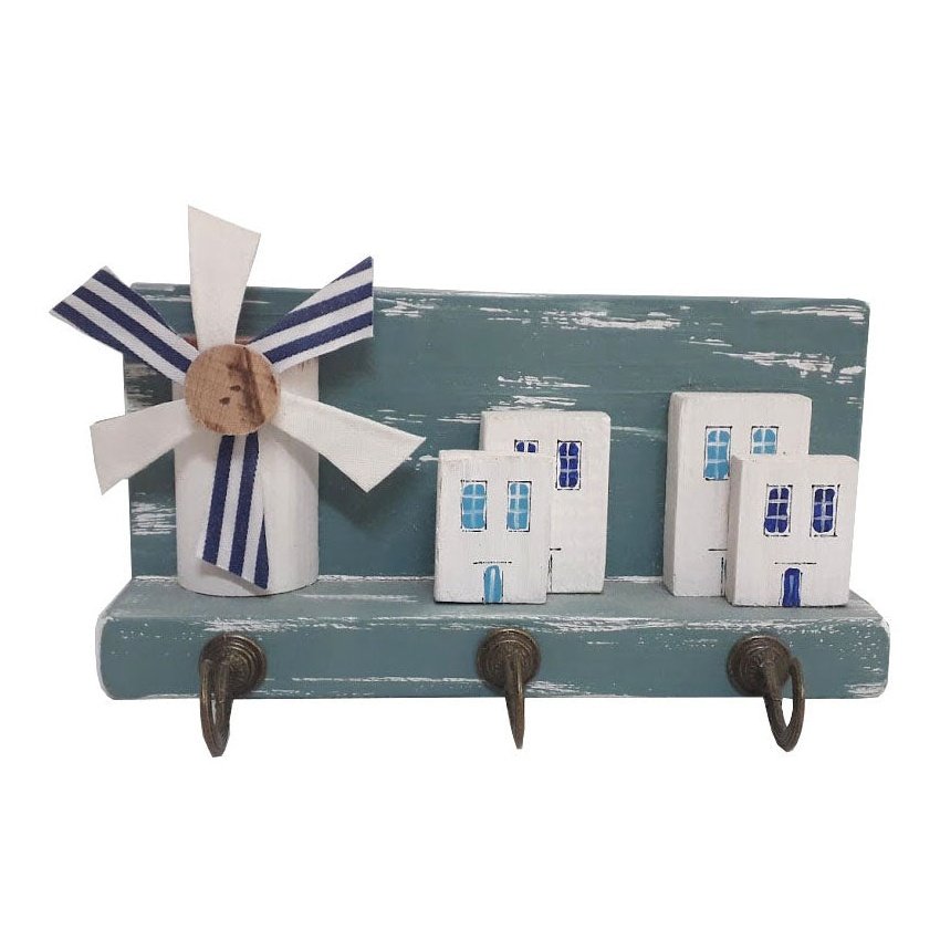 Wooden Key Holder - House & Windmill | THE POND